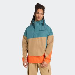 Outdoorjacke adidas terrex "XPLORIC 2.5L CLIMAPROOF ANORAK", Herren, Gr. S, orange (preloved teal, cardboard, semi impact orange), Obermaterial: 100% Polyester, Jacken Outdoorjacke