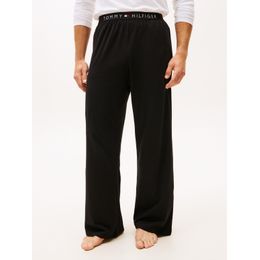 Loungehose, Herren, Gr. L (52), N-Gr, schwarz, Jersey, Obermaterial: 95% Baumwolle, 5% Elasthan, Tommy Hilfiger Underwear, relaxed fit lang, Hosen Loungehose, relaxed fit, weites Bein, elastischer Bund mit Logo