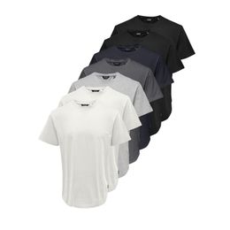 Only & Sons Rundhalsshirt ONLY & SONS "ONSMATT LONGY SS TEE 7-PACK", Herren, Gr. XXL, cloud dancer pack:2clouddancer1lgm1graupinstripe1schwarznavy2schwarz, Jersey, Obermaterial: 100% Baumwolle, unifarben, relaxed fit normal, Rundhals, Shirts Rundhalsshirt, Baumwolle, relaxed fit, lang geschnitten