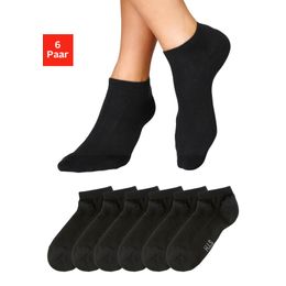 H.I.S. Sneakersocken H.I.S, Damen, Gr. 43-46, schwarz (6x schwarz), Baumwolle, Elasthan, Polyamid, uni, elastisch, Socken Sneakersocken, mit weicher Frotteesohle, Topseller