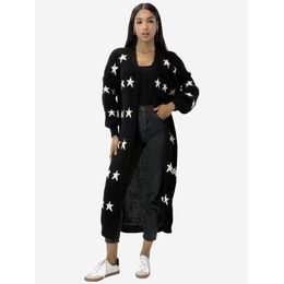 Elara Strickmantel Damen Gr&ouml;&szlig;e XL schwarz / wei&szlig;