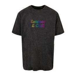 Merchcode T-Shirt 'Summer And Chill Rainbow' Herren Gr&ouml;&szlig;e XL blau / gelb / lila / schwarz