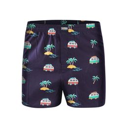 Happy Shorts Boxershorts 'Holiday' Herren Gr&ouml;&szlig;e S marine / t&uuml;rkis / gelb / rot / wei&szlig;