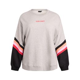 Active By Zizzi Sweatshirts 'ANJI' Damen Gr&ouml;&szlig;e L hellgrau / pink / schwarz