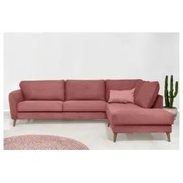 Ecksofa Home Affaire "MARSEILLE 278/202 cm, L-Form, Ottom. rechts/links, verschiedene Bez&uuml;ge", rosa (blush), B:278cm H:88cm T:202cm, 100% Polyester, Sofas, Ecksofa, Massivholzbeine Eiche, Landhausstil, Wellenunterfederung