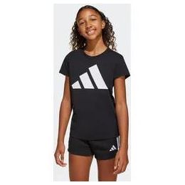 T-Shirt Adidas SPORTSWEAR "ESSENTIALS KIDS", M&auml;dchen, Gr. 128, schwarz-wei&szlig; (schwarz, wei&szlig;), Obermaterial: 100% Baumwolle, Rundhals, Shirts T-Shirt, f&uuml;r Kinder, mit Rundhalsausschnitt, aus Baumwolle, atmungsaktiv