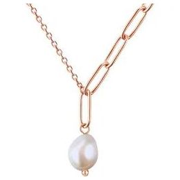 Gliederkette Valero Pearls "VP776", ros&eacute;gold, Halsketten, Damen, 40,0cm Basiskette + 5,0cm Verl&auml;ngerung, Edelstahl, Gliederkette, mit S&uuml;&szlig;wasser-Zuchtperle