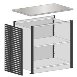 SCHULTE LAGERTECHNIK Startmodul f&uuml;r erweiterbares Thekensystem MULTIplus, 2 Modulrahmen/1 Abschlussblende, mit Arbeitsplatte, Breite Aufsatz 1056 mm