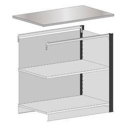 SCHULTE LAGERTECHNIK Mittelmodul f&uuml;r erweiterbares Thekensystem MULTIplus, 1 Modulrahmen, Breite Aufsatz 1006 mm, mit Arbeitsplatte