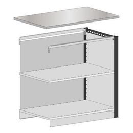 SCHULTE LAGERTECHNIK Endmodul f&uuml;r erweiterbares Thekensystem MULTIplus, 1 Modulrahmen, 1 Abschlussblende, Breite Aufsatz 1056 mm, mit Arbeitsplatte