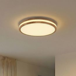 LINDBY LED-Deckenlampe Emiva, 50cm, CCT, Fernbedienung, Holz