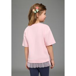Kidsworld T-Shirt M&auml;dchen Gr&ouml;&szlig;e 128/134 rosa / dunkelpink / schwarz