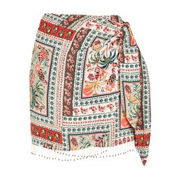 Apricot Tropical Print Beaded Wrap Mini Skirt ' ' Damen Gr&ouml;&szlig;e 40 mint