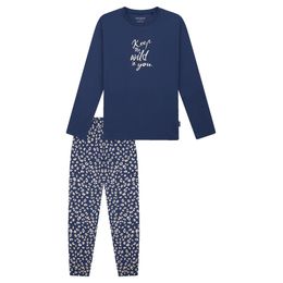 Schiesser Pyjama 'Nightwear' M&auml;dchen Gr&ouml;&szlig;e 164 blau / wei&szlig;