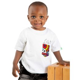 Kipepeo Clothing Shirt 'NYANI' Jungen Gr&ouml;&szlig;e 128/134 wei&szlig;