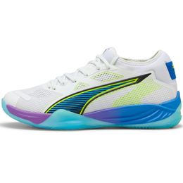 Puma Sportschuh 'Eliminate Nitro SQD 4 Game On' Herren Gr&ouml;&szlig;e 40.5 azur / neongr&uuml;n / schwarz / naturwei&szlig;