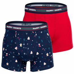 Happy Shorts Boxershorts Herren Gr&ouml;&szlig;e S navy / rot / schwarz / wei&szlig;