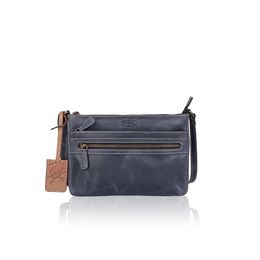 Bellicci Leder-Umh&auml;ngetasche "Trudy" in Dunkelblau - (B)26 x (H)18 x (T)4 cm - 53% | Damen-taschen
