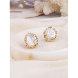 Pierres de Jade Vergold. Ohrstecker mit Perlen - 77% | Schmuck