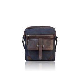 Bellicci Leder-Umh&auml;ngetasche "Steve" in Braun/ Dunkelblau - (B)22 x (H)25 x (T)8 cm - 61% | Herrentaschen