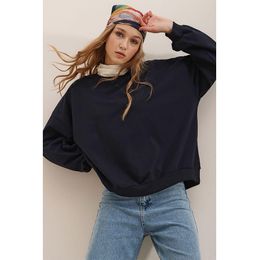 Trend Ala&ccedil;atı Stili Sweatshirt in Dunkelblau - 50% | Gr&ouml;&szlig;e L | Damen-sweatshirts-jacken