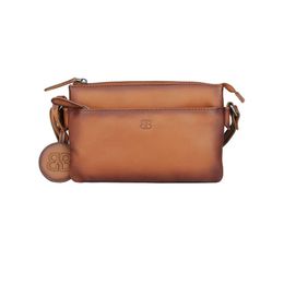 Bellicci Leder-Umh&auml;ngetasche "Kore" in Hellbraun - (B)21 x (H)14 x (T)2,5 cm - 55% | Damen-taschen