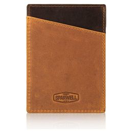 SPARWELL Leder-Geldb&ouml;rse "Nixon" in Hellbraun/ Braun - (B)8 x (H)11 x (T)0,50 cm - 14% | Portemonnaies-etuis