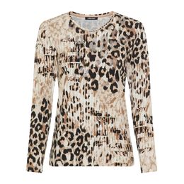 Olsen Langarmshirt, schmal geschnitten, moderner Leo-Print Damen Gr&ouml;&szlig;e S/M beige