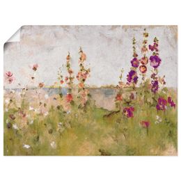 Artland Wandbild &raquo;Stockrosen am Meer&laquo; Blumen 1 Stk. tlg. als Leinwandbild, Poster in verschied. Gr&ouml;&szlig;en gr&uuml;n