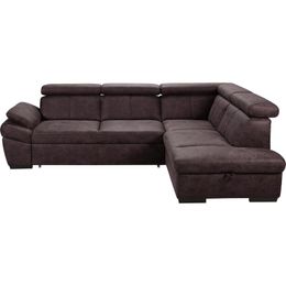 exxpo - sofa fashion Ecksofa &raquo;Salerno, Funktionssofa, hoher Sitzkomfort, Breite 268cm, L-Form&laquo; inkl. Kopf- und Armteilverstellung, wahlweise mit 