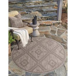 Carpet City Teppich &raquo;In-& Outdoorteppich Santorini 454, 3D-Effekt, Raute-Optik&laquo; rund 5 mm H&ouml;he Wetterfest & UV-best&auml;ndig f&uuml;r Terrasse, Balkon, K&uuml;che, Flur braun 