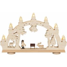 SAICO Original LED Schwibbogen &raquo;3D-Lichterbogen, J&auml;ger im Wald&laquo; Premium LED-Beleuchtung, warmwei&szlig;, BxHxT: 47x 31x6,5 cm Holz teilmassiv