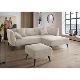 Home Affaire Ecksofa &raquo;Colori Polsterm&ouml;bel mit zeitlos eleganter R&uuml;ckenf&uuml;hrung. L-Form&laquo; Holzfu&szlig;farbe w&auml;hlbar, inkl. 4x Zierkissen silber 100% Polyester