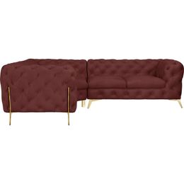Home Affaire Chesterfield-Sofa &raquo;Amaury L-Form&laquo; moderne Chersterfield-Optik, Breite 262 cm, Fu&szlig;farbe w&auml;hlbar rosa Struktur (100% Polyester);Samtoptik (