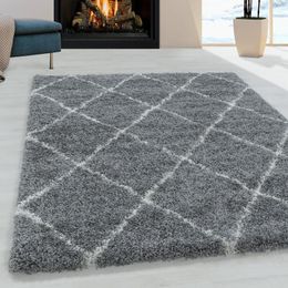 Ayyildiz Teppiche Hochflor-Teppich &raquo;ALVOR 3401&laquo; rechteckig 50 mm H&ouml;he Shaggy, Langflor, L&auml;ufer, pflegeleicht, Wohnzimmer grau Polypropylen (PP)