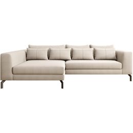Home Affaire Ecksofa &raquo;Cross, mit softem Sitz, L-Form, wendbare Zierkissen, Breite 284 cm&laquo; Couch mit vielen Kissen, stylische Kreuznaht, elegante 