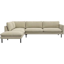 FLEXLUX Ecksofa &raquo;Bolzano, elegant und bequem, L-Form&laquo; Sitzaufbau mit Kaltschaum & Stahl-Wellen, lose Sitz -& R&uuml;ckenkissen beige 100% Polyester