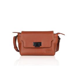 Bellicci Leder-Umh&auml;ngetasche "Kleo" in Hellbraun - (B)22 x (H)14 x (T)9 cm - 55% | Damen-taschen