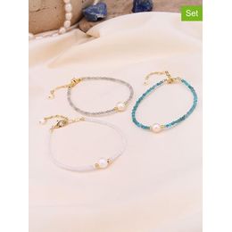 Pierres de Jade 3er-Set: Vergold. Armkette mit Perlen und Kristallen - 73% | Schmuck
