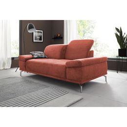 Home Affaire 2-Sitzer &raquo;Caluna&laquo; mit Sitztiefen- und Kopfteilverstellung orange Luxus-Microfaser Vintageoptik (100% Polyester);Flachgewebe (100% 