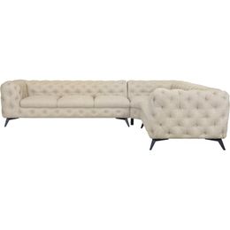 Home Affaire Chesterfield-Sofa &raquo;Ecksofa GLYNIS L-Form mit Wellenunterfederung, Ma&szlig;e B/T/H 323/264/75cm&laquo; aufw&auml;ndige Knopfheftung, moderne Chesterfield 