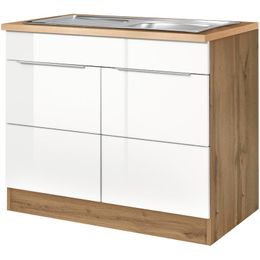 KOCHSTATION Sp&uuml;lenschrank &raquo;KS-Brindisi&laquo; 100 cm breit, inklusive Einbausp&uuml;le wei&szlig; Holzwerkstoff, MDF
