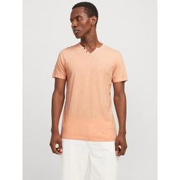 Jack & Jones Jack & Jones Herren T-Shirt &raquo;JJESPLIT NECK TEE SS NOOS&laquo; mit V-Ausschnitt orange XS