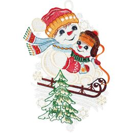 Fensterbild &raquo;Schneemann mit Kind&laquo; Made in Germany bunt Polyester