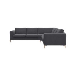 FLEXLUX Ecksofa &raquo;Fiore, gleichschenklig, super Sitzkomfort durch Kaltschaum im Sitz&laquo; breite Armlehnen, F&uuml;&szlig;e Alu+ Eiche, L-Form grau 100% Polyester