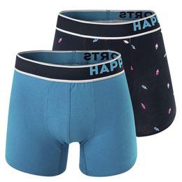 Happy Shorts Boxershorts Herren Gr&ouml;&szlig;e XXL himmelblau / dunkelblau / pink / wei&szlig;
