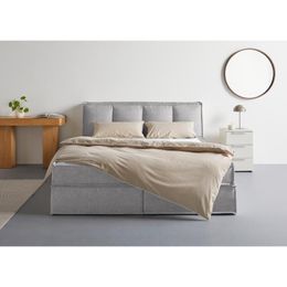 LeGer Home by Lena Gercke Boxspringbett &raquo;Addyson&laquo; H&auml;rtegrade H2, H3 und H4 w&auml;hlbar, Boxspringbett inkl. Topper, 2 Matratzen grau 100% Polyester