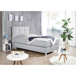 Maintal Boxspringbett grau Bezug der Spiegelfl&auml;che Matratzendrell aus 100% Polyester;Strukturstoff-Bezug (100% Polyester);Kaltschaum-Topper: Bezug aus 100% 