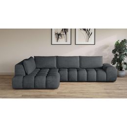 OTTO home Ecksofa &raquo;AZITA L-Form, XL 296 cm - Designsofa in Bubble-Optik&laquo; lose R&uuml;ckenkissen, traumhafte Steppung grau 100% Polyester