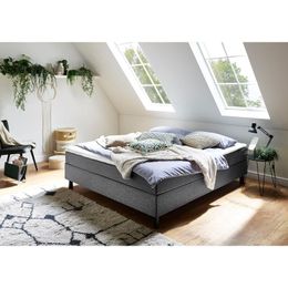 ATLANTIC HOME COLLECTION Boxbett &raquo;Happy&laquo; ohne Kopfteil, mit Topper, wahlweise mit oder ohne Bettwaren grau Bettgestell und seitliche Einfassung der 